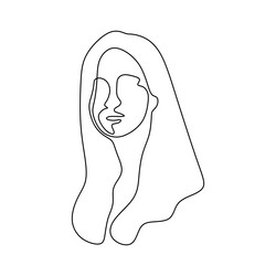 Cute girl one continuous line art drawing Vector Image