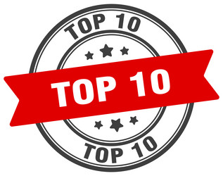Top 10 stamp top 10 label on transparent Vector Image