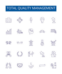 Total quality management line icons signs set Vector Image