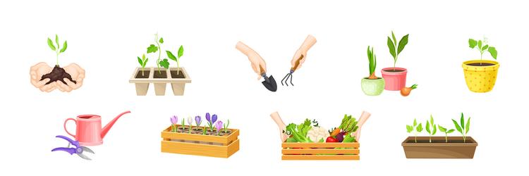 Hand holding garden shovel and cultivating soil Vector Image