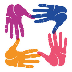 Handprint paint color support Royalty Free Vector Image