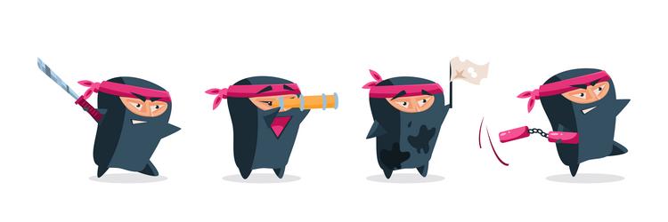 Ninja funny warrior character in samurai costume Vector Image