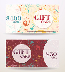 Gift card designs set Royalty Free Vector Image