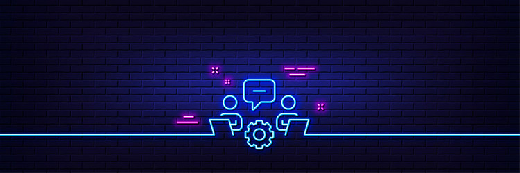 Group line icon users or teamwork sign neon Vector Image