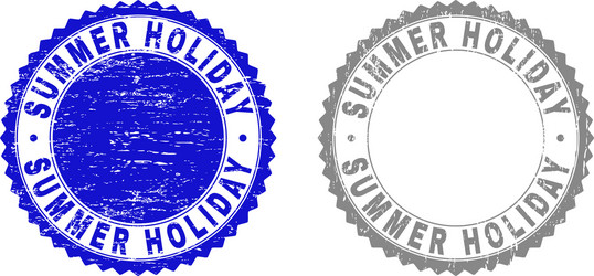 Grunge summer textured round watermarks Royalty Free Vector