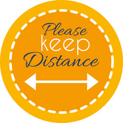 Round sign with please keep distance lettering Vector Image