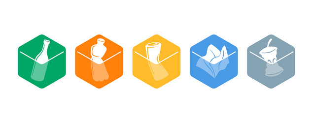 Waste sorting - glass plastic metal paper org Vector Image