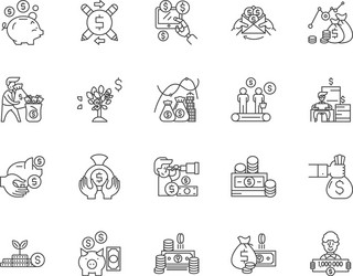Store ideas linear icons line signs set Royalty Free Vector