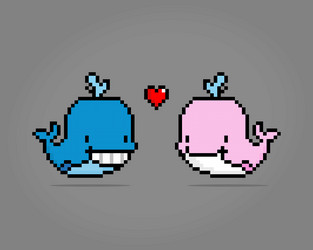 8 bit pixel cute whale Royalty Free Vector Image