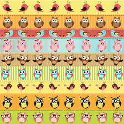 Cute geometric seamless pattern with stylized owls