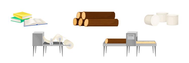 Paper production process and raw wood Royalty Free Vector