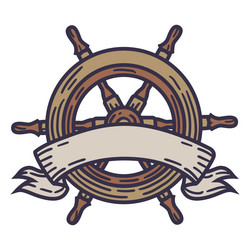 Modern ship rudder label stroke Royalty Free Vector Image