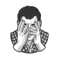 Standing sad man in despair one line drawing Vector Image