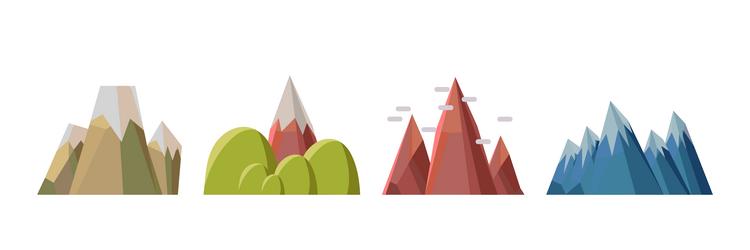 Different hill and mountains with high peak flat Vector Image