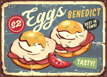 Egg benedict breakfast hand draw sketch Royalty Free Vector