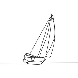 Sail one line drawing continuous lineart design Vector Image