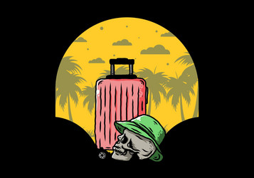 Skull head wearing a hat under traveling Vector Image