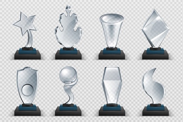 Transparent trophies realistic glass crystal Vector Image