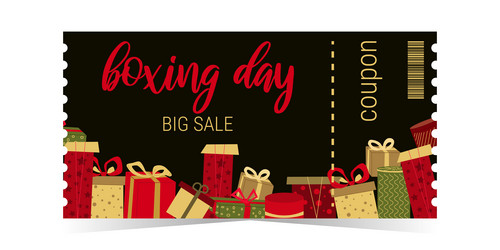 Boxing day coupon color template layout Royalty Free Vector