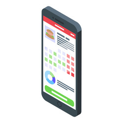 Diet app icon isometric sport phone Royalty Free Vector