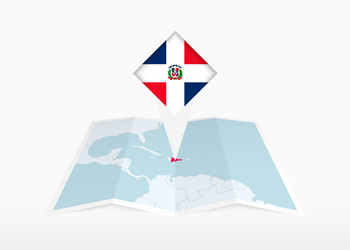 Dominican republic map folded paper Royalty Free Vector
