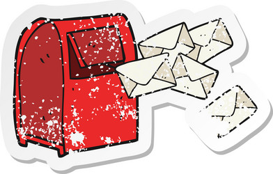 Sticker of a cartoon mailbox Royalty Free Vector Image