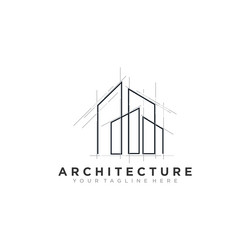 Architecture line art logo design template Vector Image