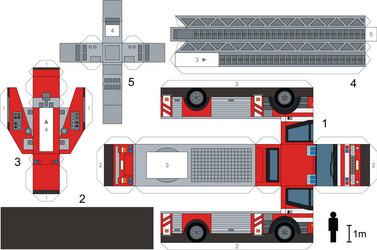 Paper model of a red bus Royalty Free Vector Image