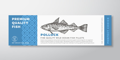 Premium quality tilapia packaging label Royalty Free Vector