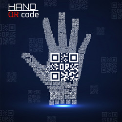Qr code hand silhouette human hand with code Vector Image