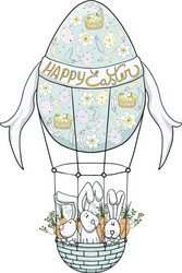 Rabbits on hot air balloon 2 Royalty Free Vector Image