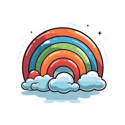 Rainbow hand-drawn comic rainbow doodle style Vector Image