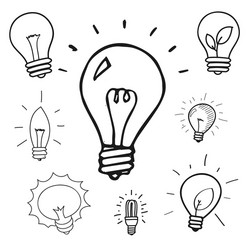 Lightbulb icon set light bulb electricity Vector Image