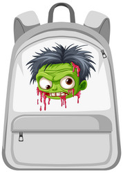 Zombie cartoon character screening on backpack Vector Image