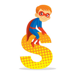 Abc letter t superhero boy cartoon character Vector Image