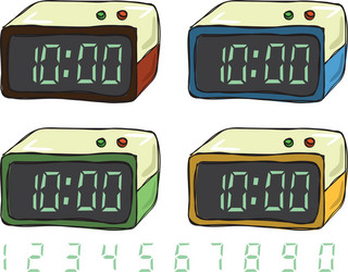 Digital clock set Royalty Free Vector Image - VectorStock