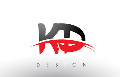 Dk d k brush logo letters with red and black Vector Image