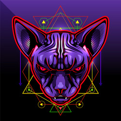 Sphynx cat head egyptian god logo Royalty Free Vector Image