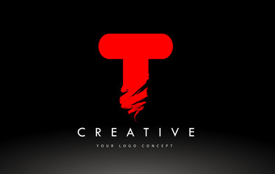 White letter t logo brush stroke with artistic Vector Image
