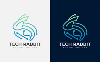Abstract tech rabbit logo design with colorful Vector Image