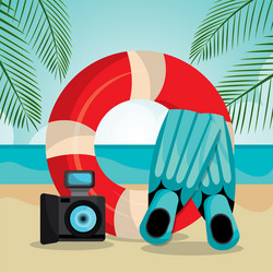 Beach landscape with float lifeguard Royalty Free Vector