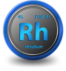 Rhodium chemical element symbol Royalty Free Vector Image