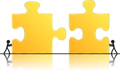 Business team building bridge over cliff Vector Image