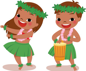 Little hula girl cartoon Royalty Free Vector Image