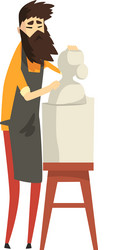 Male sculptor working on his sculpture talented Vector Image