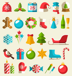 Set merry christmas decorative items Royalty Free Vector