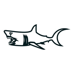 Shark line art simple outline design Royalty Free Vector