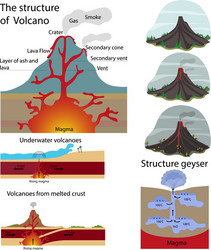 Structure of volcano and geysers Royalty Free Vector Image