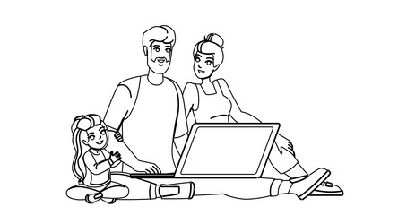Family computer Royalty Free Vector Image - VectorStock