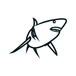 Shark line art simple outline design Royalty Free Vector